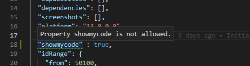 "Property showMyCode is not allowed." in app.json · Issue #4410 · microsoft/AL · GitHub