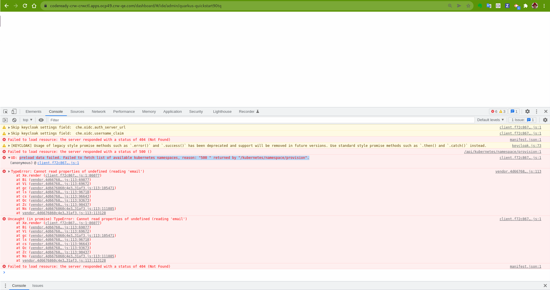 The User Dashboard should better handle errors happened during bootstrap · Issue #21069 ...