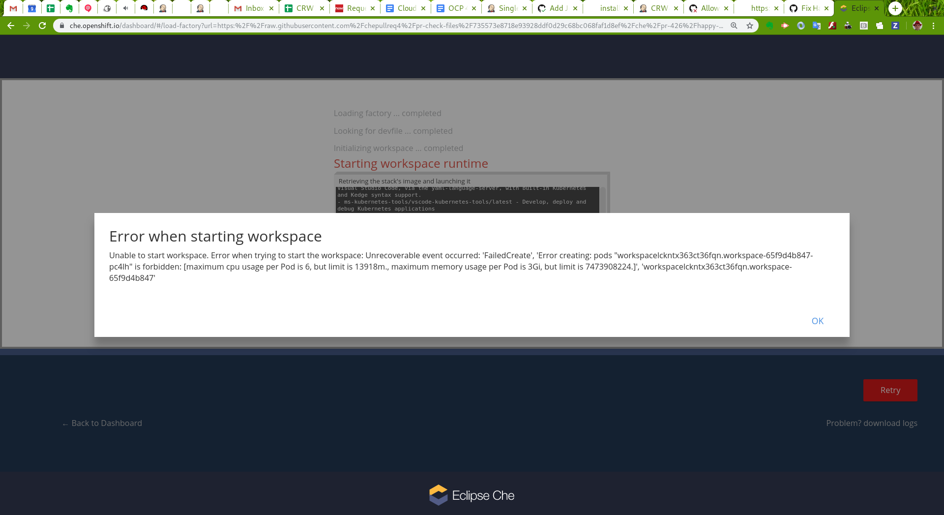 Fix Happy path tests workspace devfile to be used to start test ...