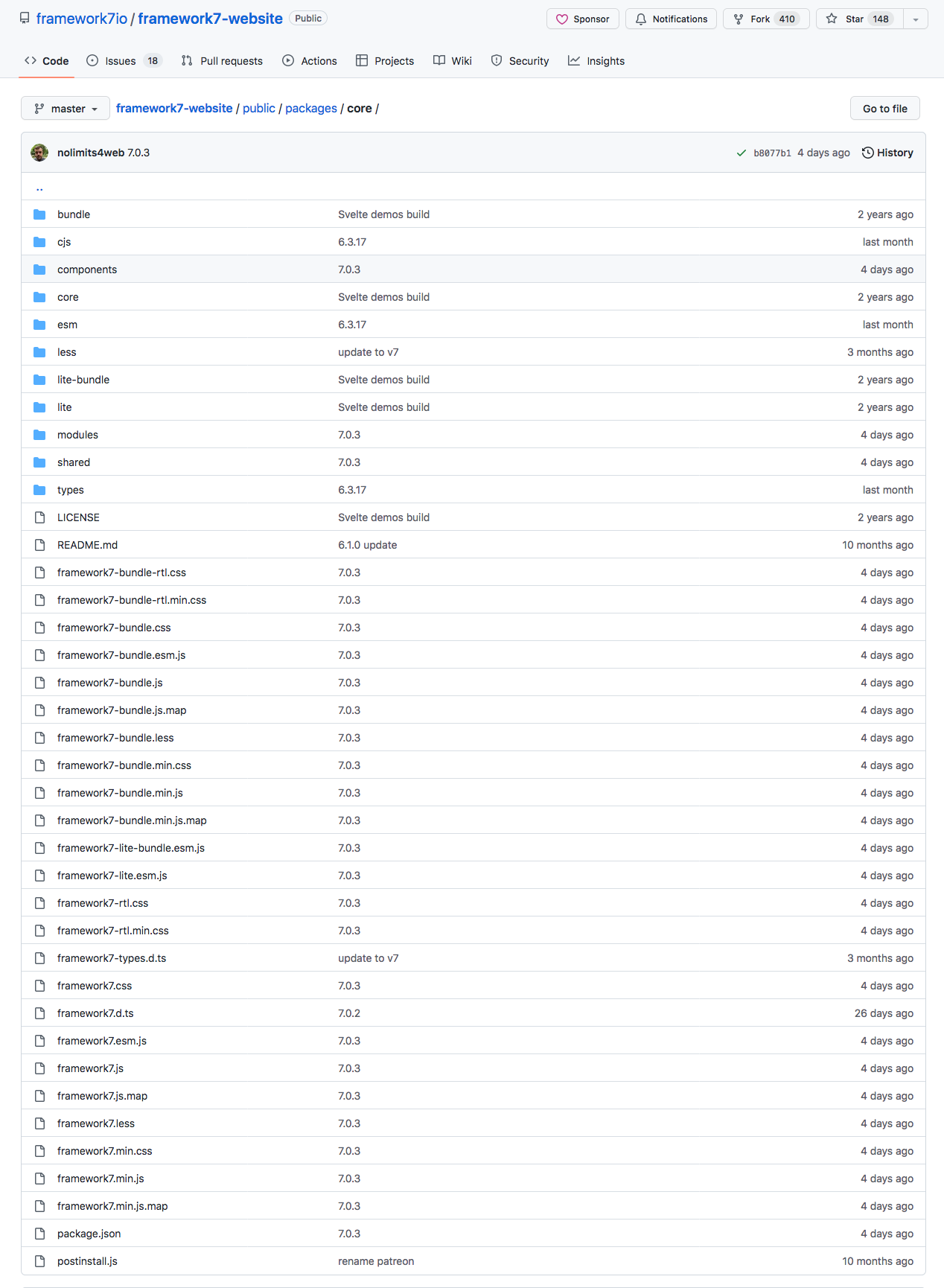 Folders from previous versions of f7 in /public/packages/core/ · Issue #570 · framework7io ...