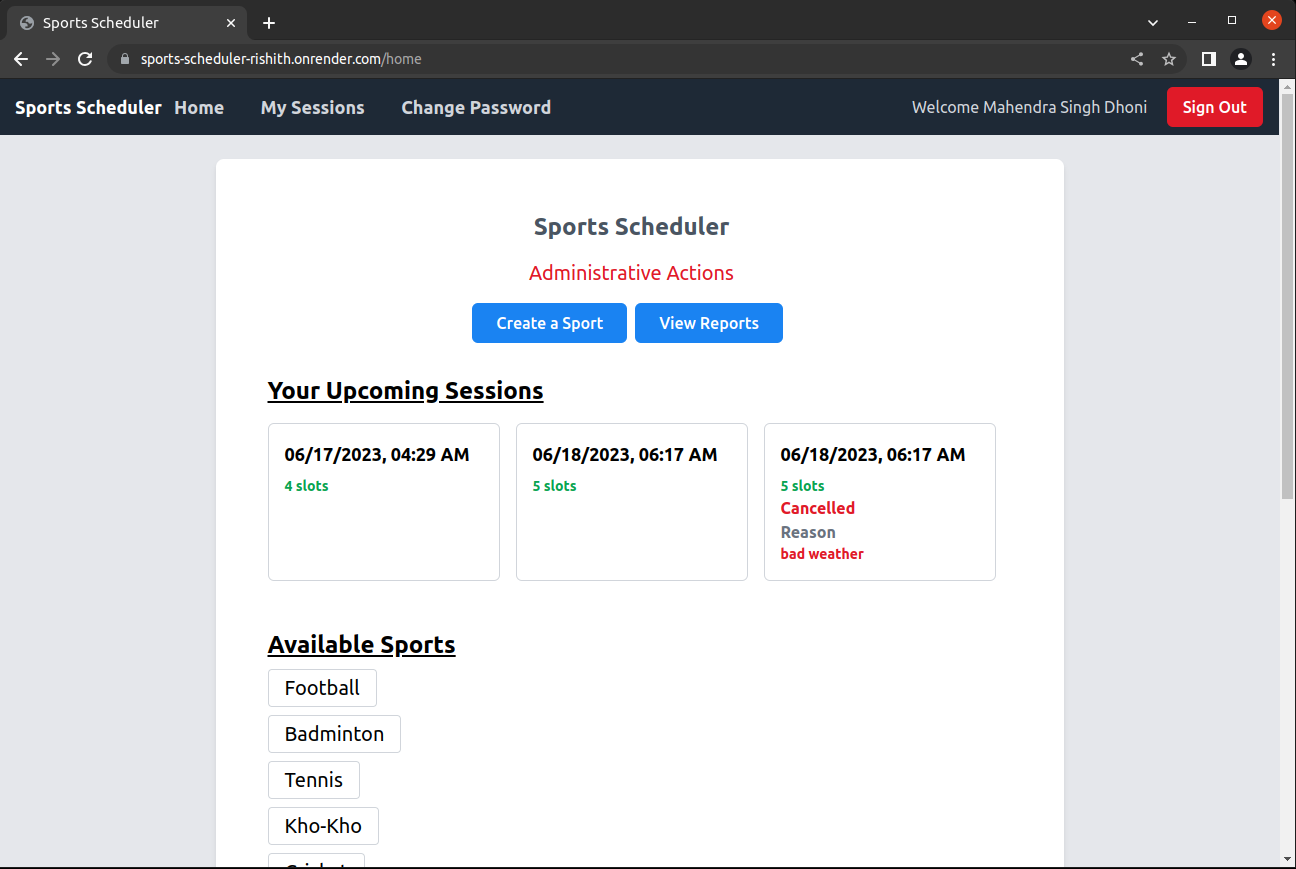GitHub - Rishith25/Sports_Scheduler