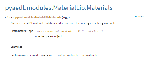 Broken example for materiallib.materials · Issue #700 · ansys/pyaedt · GitHub