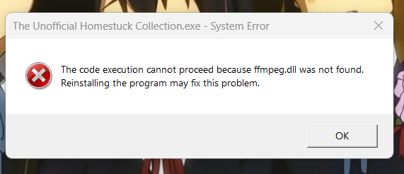 ffmpeg error - no startup · Issue #449 · GiovanH/unofficial-homestuck ...