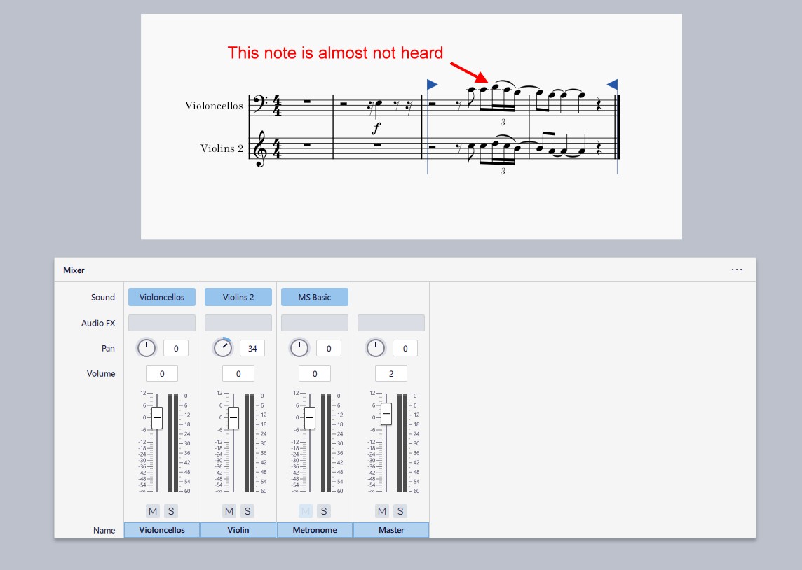 [MU4 Issue] Violoncellos seem to ignore the first note in triplets in f dynamics · Issue #15021 ...