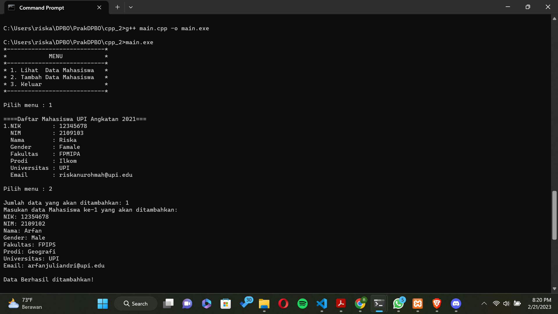 GitHub - riskaaa0911/LATIHAN2DPBO2023: Latihan DPBO