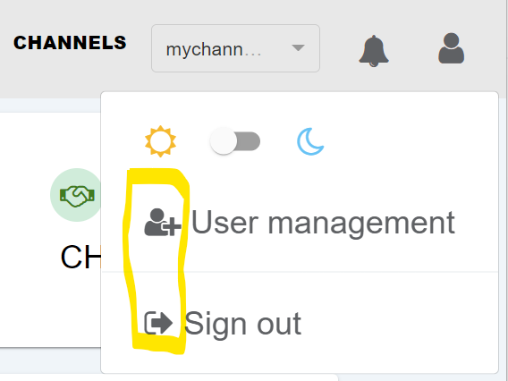Sign out option and User Management options in user profile drop down ...