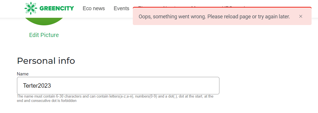 [Edit profile] User can not save allowed name in the Name field on User profile · Issue #5023 ...