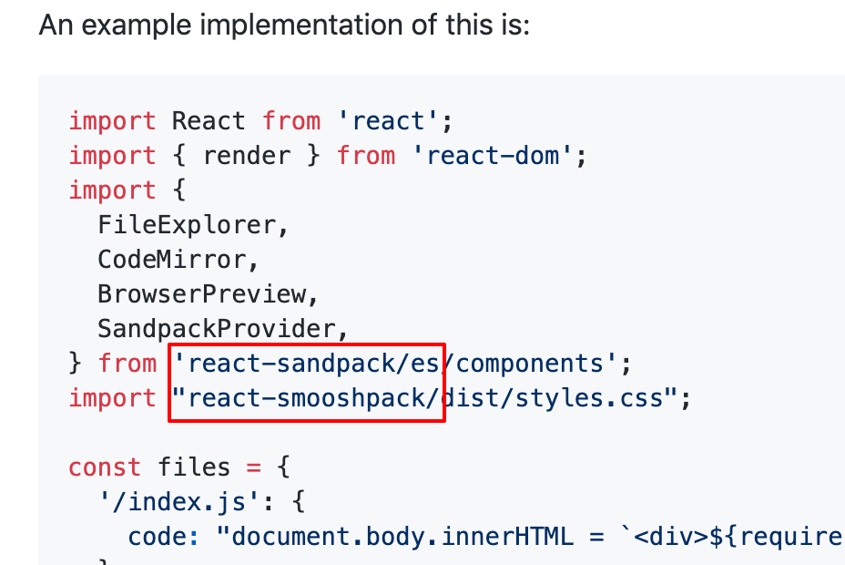 need update README.md for react-sandpack/react-smooshpack · Issue #1821 · codesandbox ...