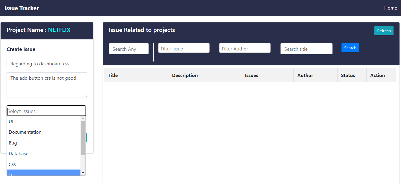 GitHub - vaibhav27996/Issue-Tracker