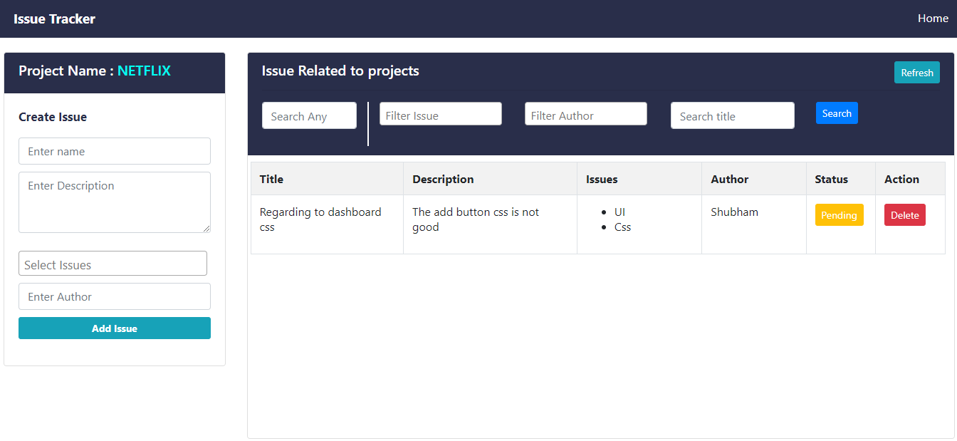 GitHub - vaibhav27996/Issue-Tracker
