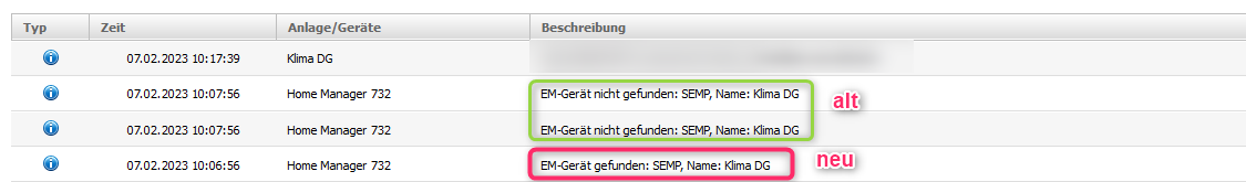 Sunnyportal zeigt keine Tagessumme des Verbrauchs an - DeviceId im Sunnyportal irgendwie "sticky ...