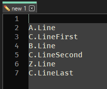 After an extended replace with newline, the line sorting operations doesn't work correctly ...