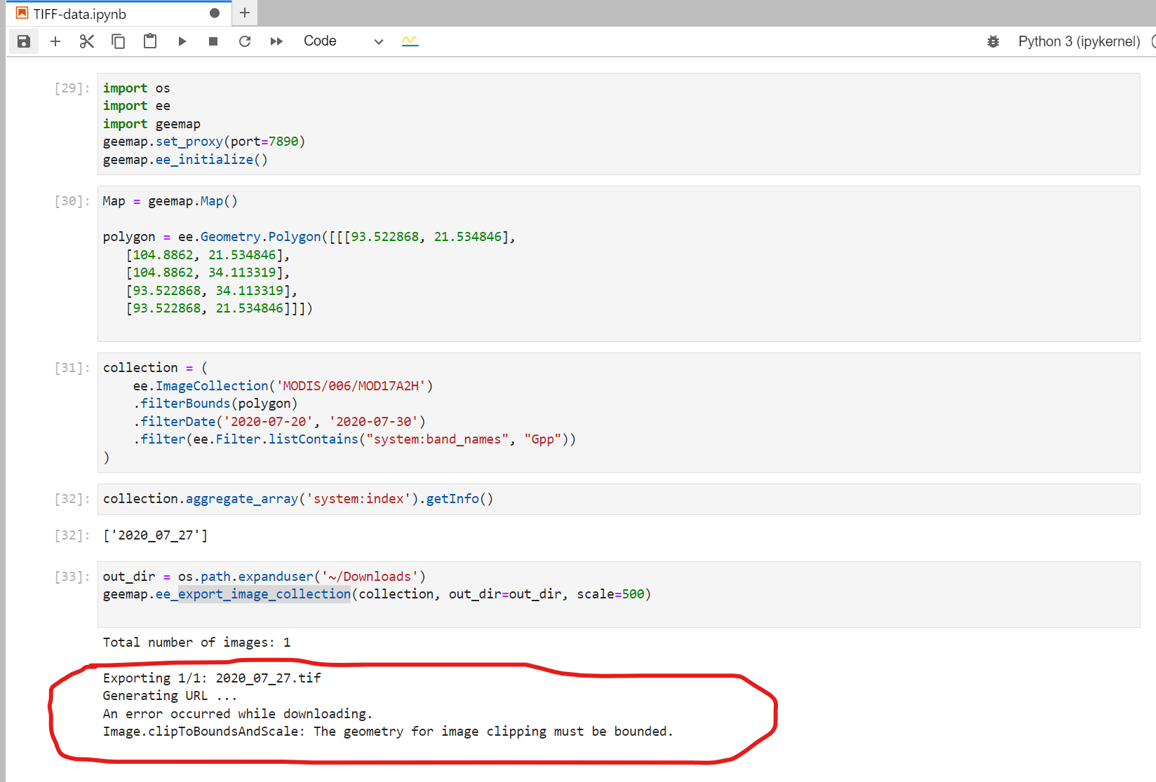 Exportimagecollectionhow To Solve The The Geometry For Image Clipping Must Be Bounded · Gee