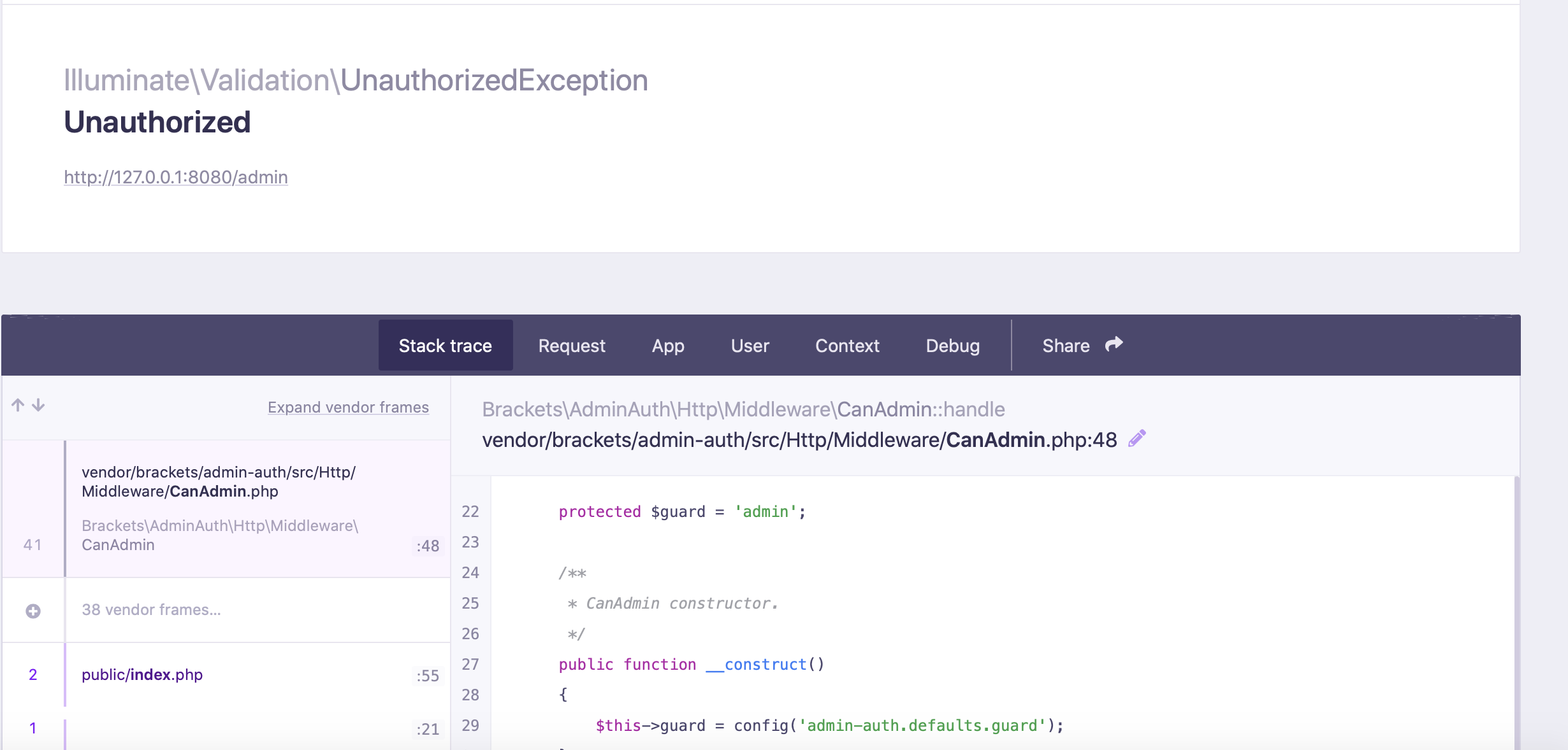 Create new roles and add Permissions to these roles, still unauthorised ...
