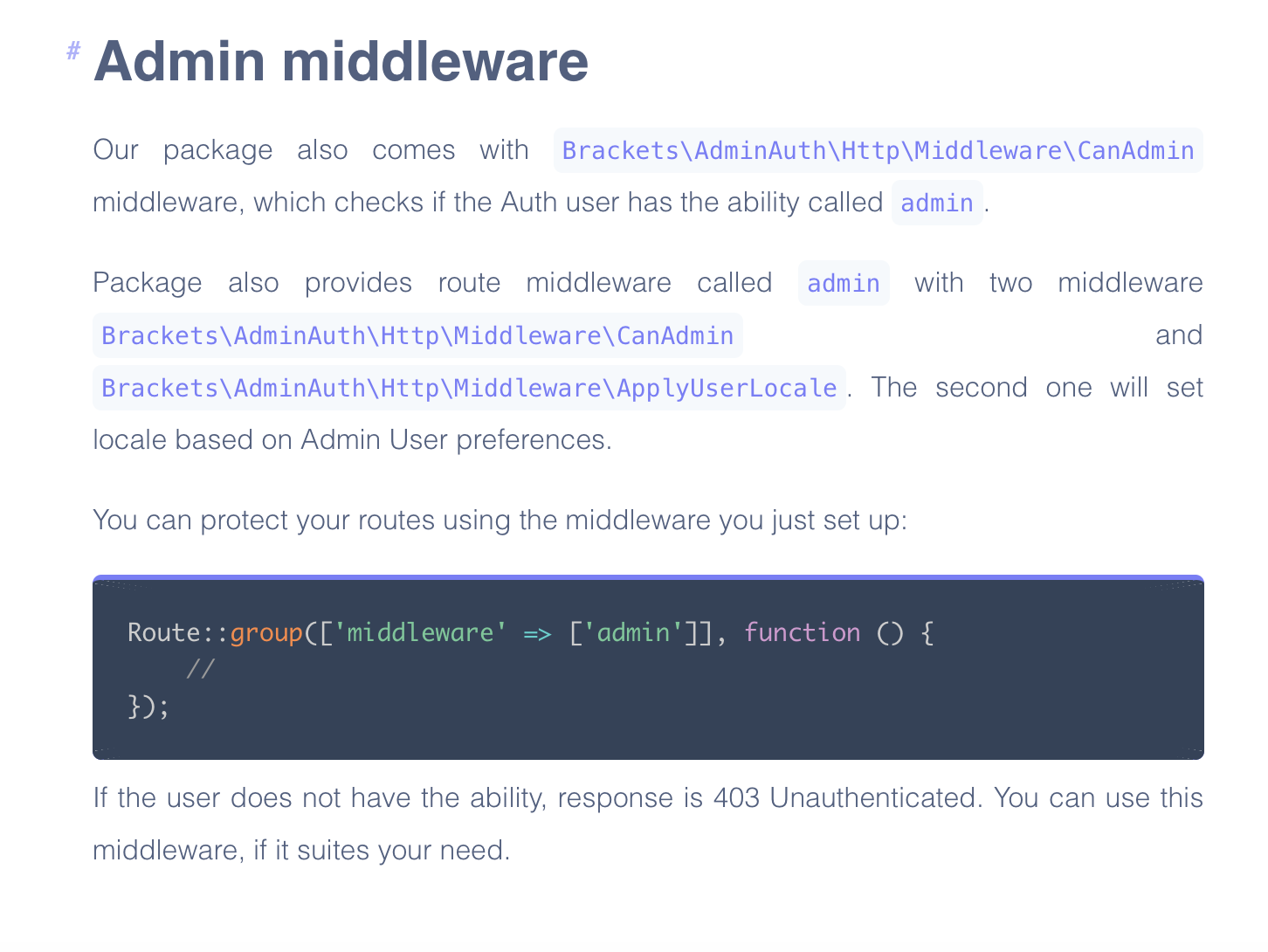 Create new roles and add Permissions to these roles, still unauthorised ...