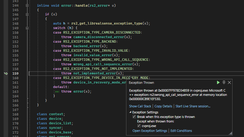Intelrealsense Rs2 Wrong Api Call Sequence Error · Issue 11188 · Intelrealsense Librealsense