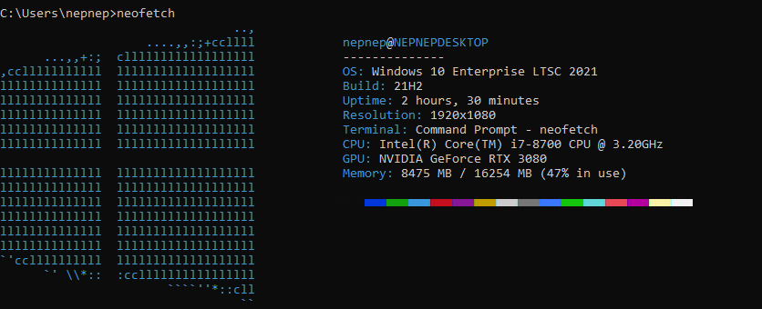 GitHub - nepnep39/neofetch-win: Simple, ultra-lightweight neofetch clone for Windows 10+ written ...