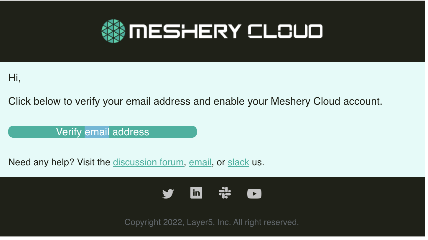 Link to verify email address does not work (not clickable) · Issue #6619 · meshery/meshery · GitHub