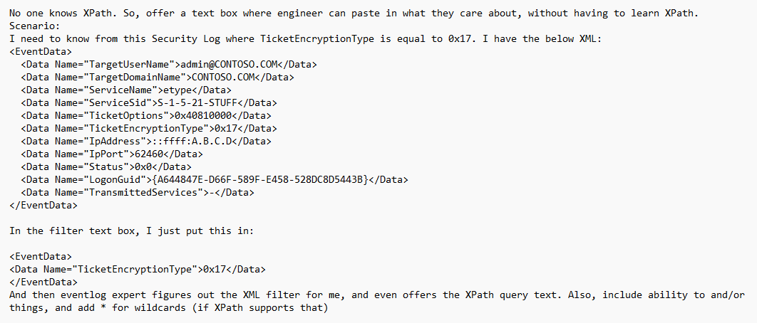 Feature Request: Easy XML Filtering · Issue #107 · microsoft/EventLogExpert · GitHub