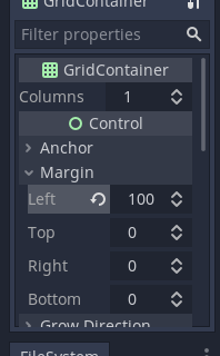 [3.2.3] Godot grid container margin option not working properly (values are not getting saved ...