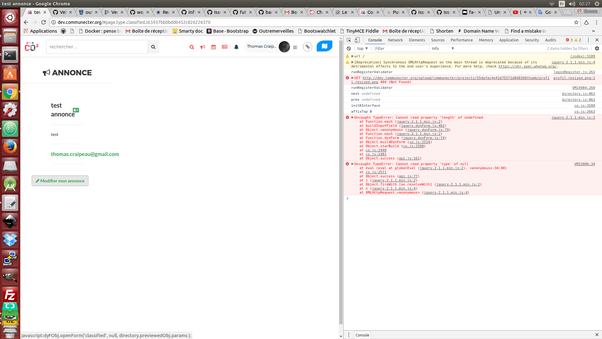 Modifier annonce pour un citoyen formulaire pas afficher · Issue #213 · pixelhumain/co2 · GitHub