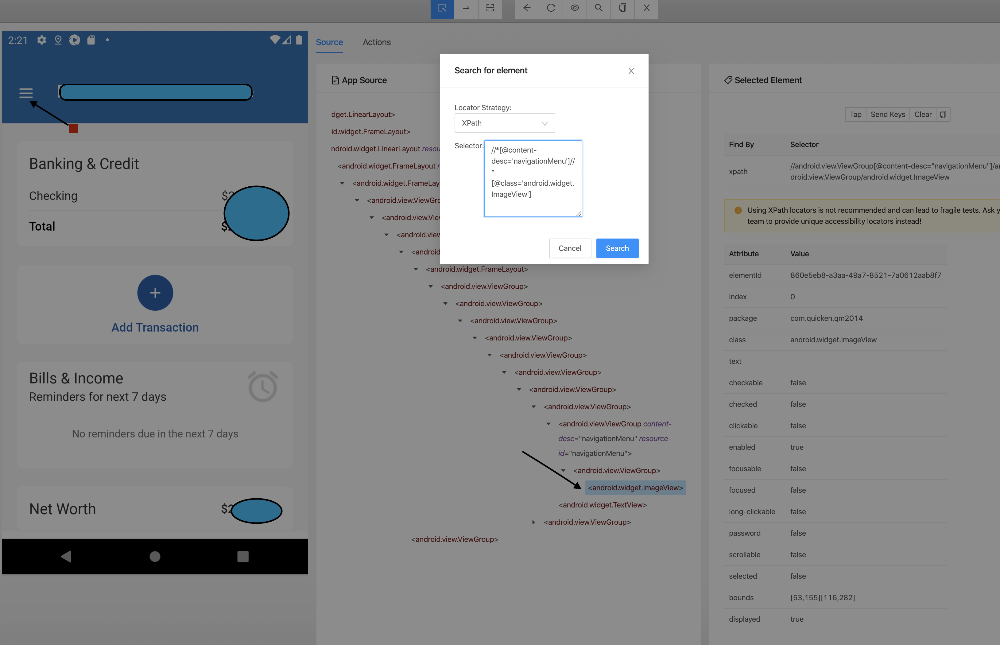 Nosuchelementexception Occurs On Android When Executed Using Appium Version 1200 Or More