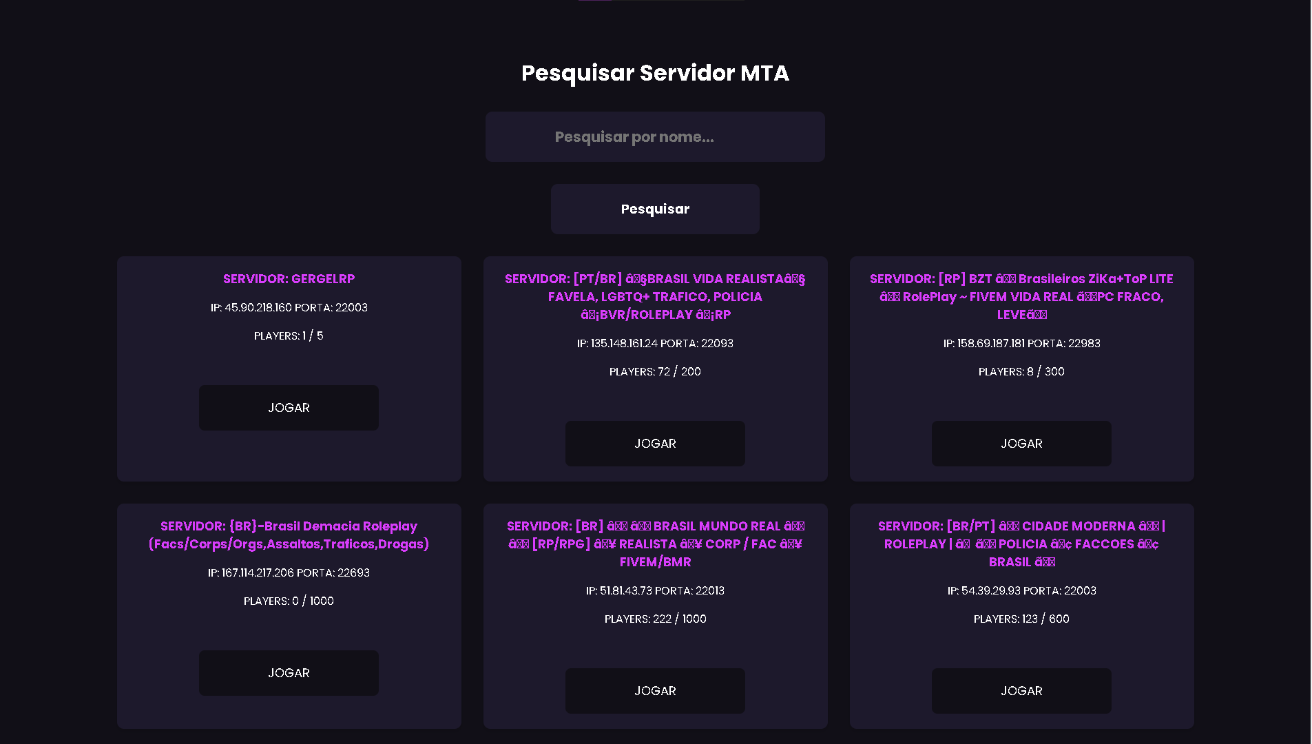 GitHub - Kramergg/Consumo-da-API-do-MTA-que-mostra-os-servidores-online: Consumo da API do MTA ...