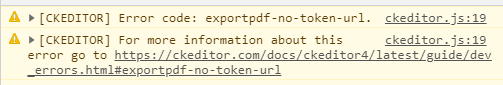 How To Suppress Warning Error Code Exportpdf No Token Url · Issue 4527 · Ckeditorckeditor4
