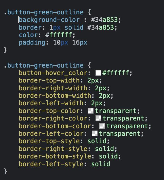 Using button colors on a class from editor adds unwanted padding and broken css property to the ...