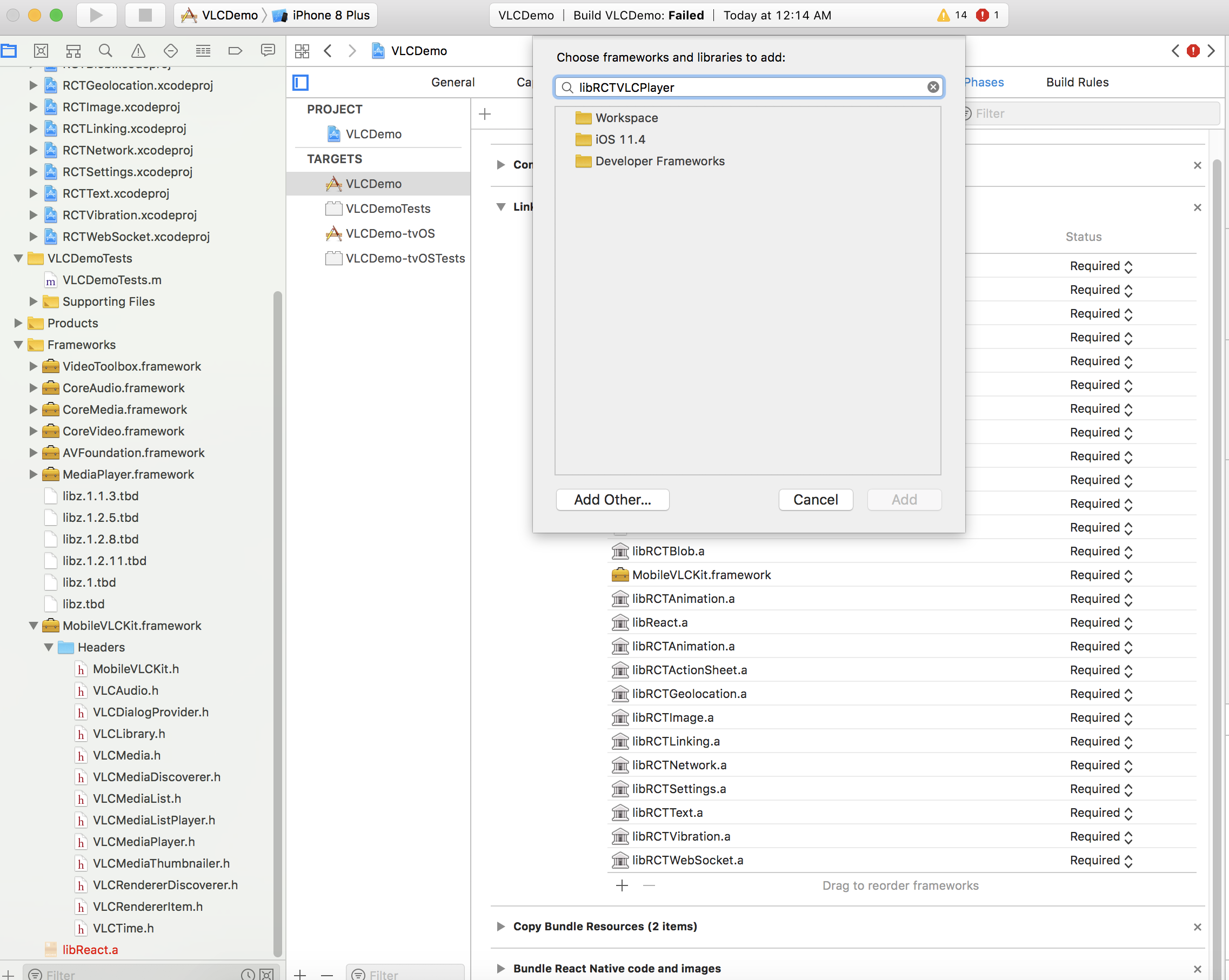setup error on ios · Issue #7 · xuyuanzhou/react-native-yz-vlcplayer · GitHub
