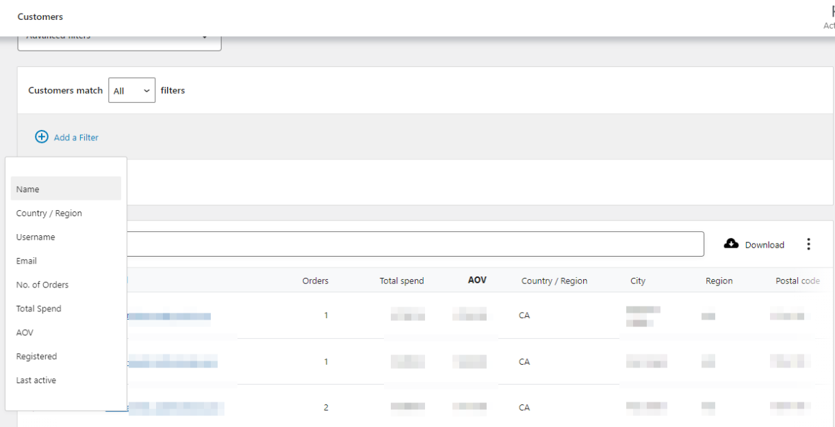 Unable to Filter Customer City, Region or Postal Code Using Advanced Filters · Issue #36383 ...