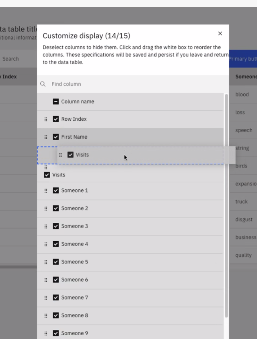 Datagrid Design Review Column Customization · Issue 2504 · Carbon Design System Ibm Products
