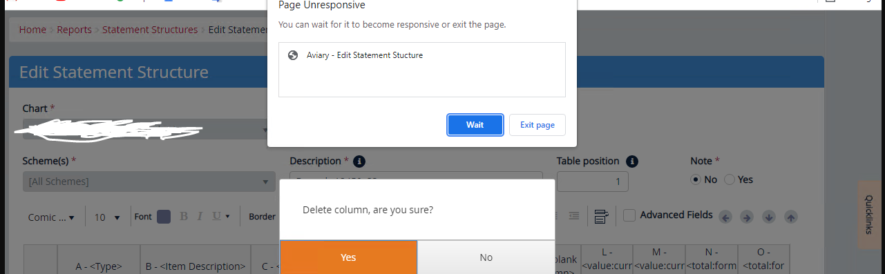 deleteColumn Method taking too much time to execute · Issue #1505 · jspreadsheet/ce · GitHub