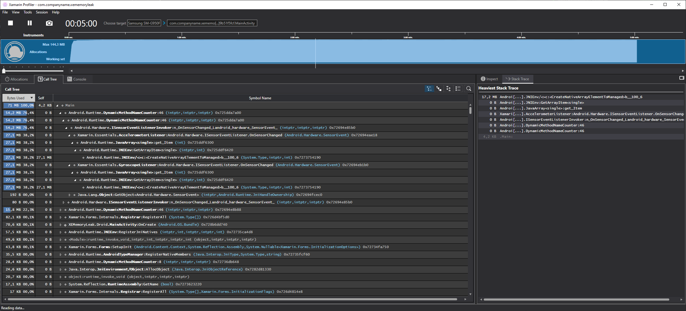 [Bug] Memory leak when using Accelerometer or Gyroscope on Android · Issue #1248 · xamarin ...