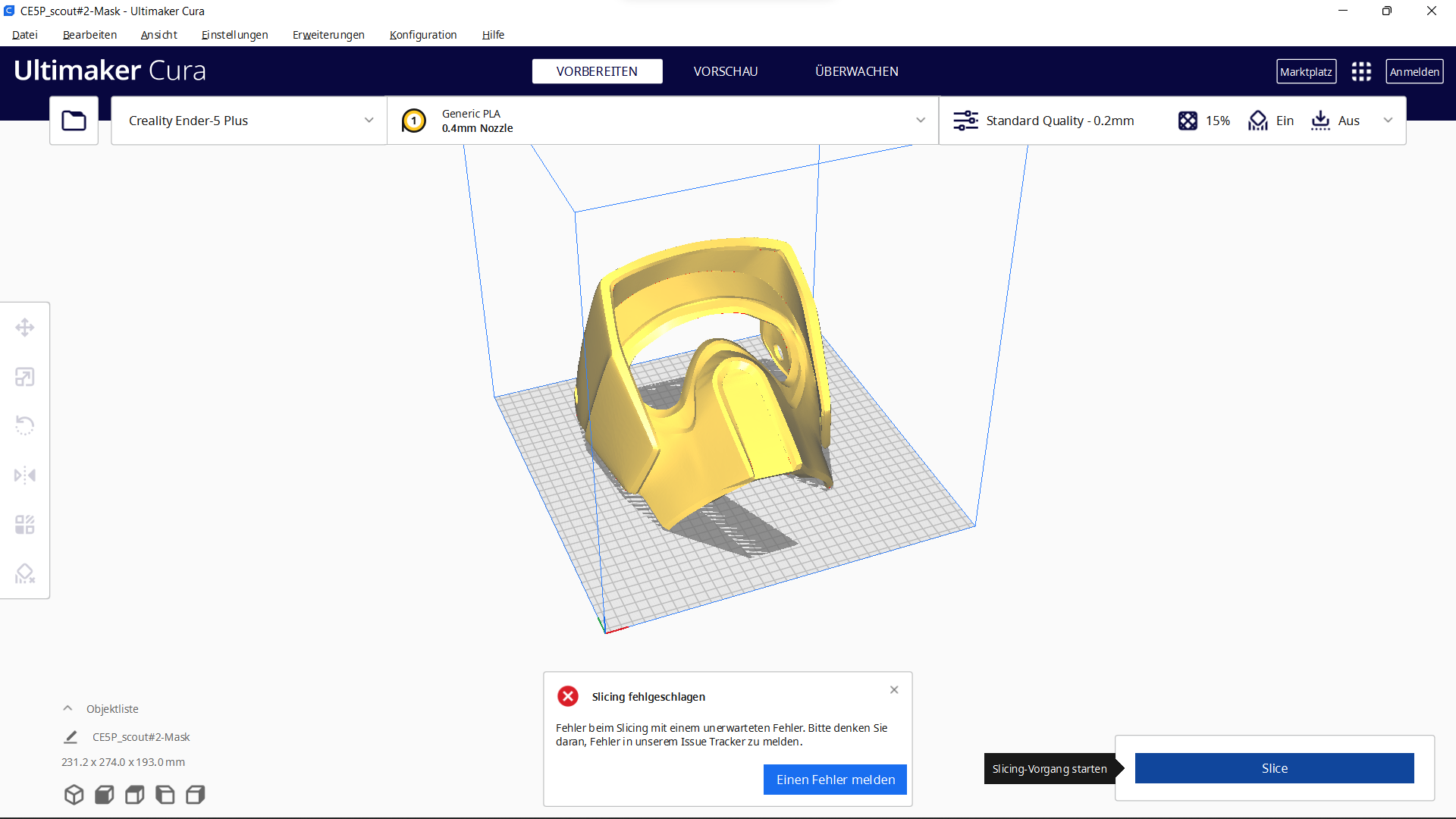 Unable To Slice My Model · Issue 14003 · Ultimakercura · Github