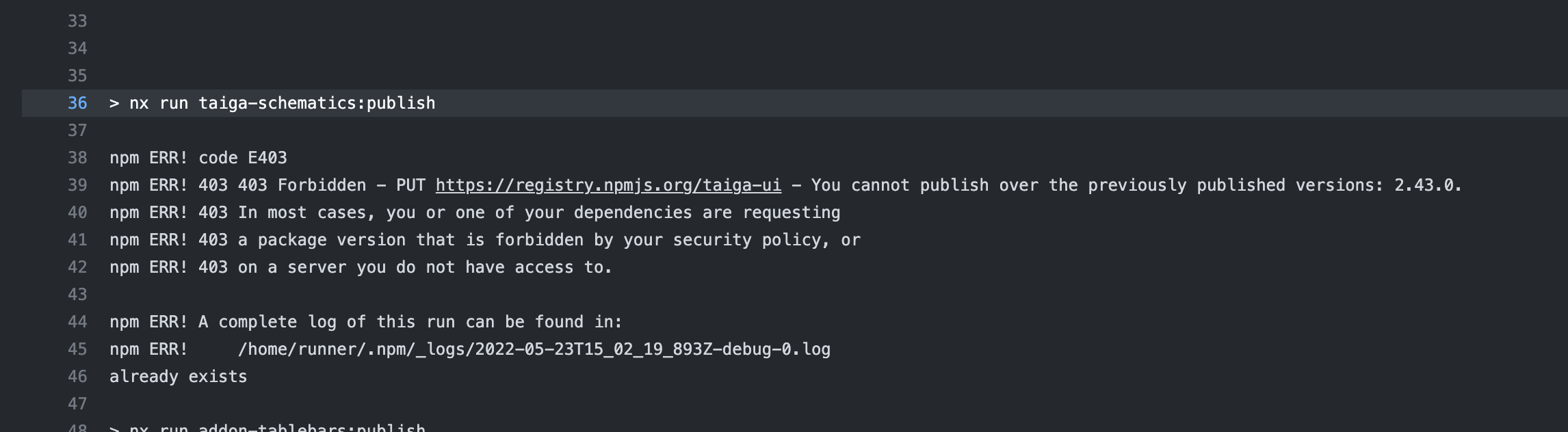 🤖 - taiga-schematics packages can't publish · Issue #1801 · taiga ...