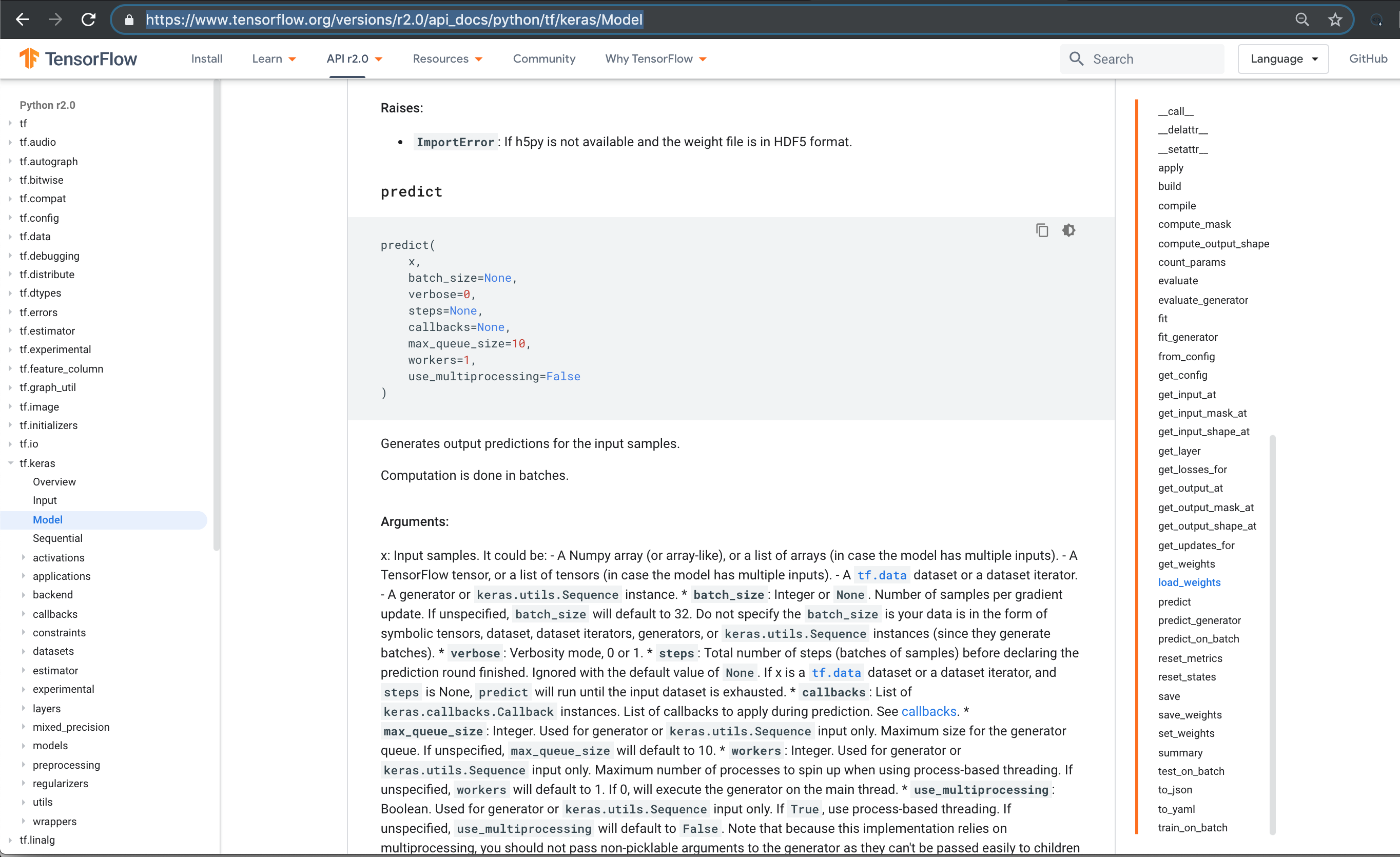 Doc Keras Model For Predict Function The List Of Argument Is Not Display Properly Fullblock
