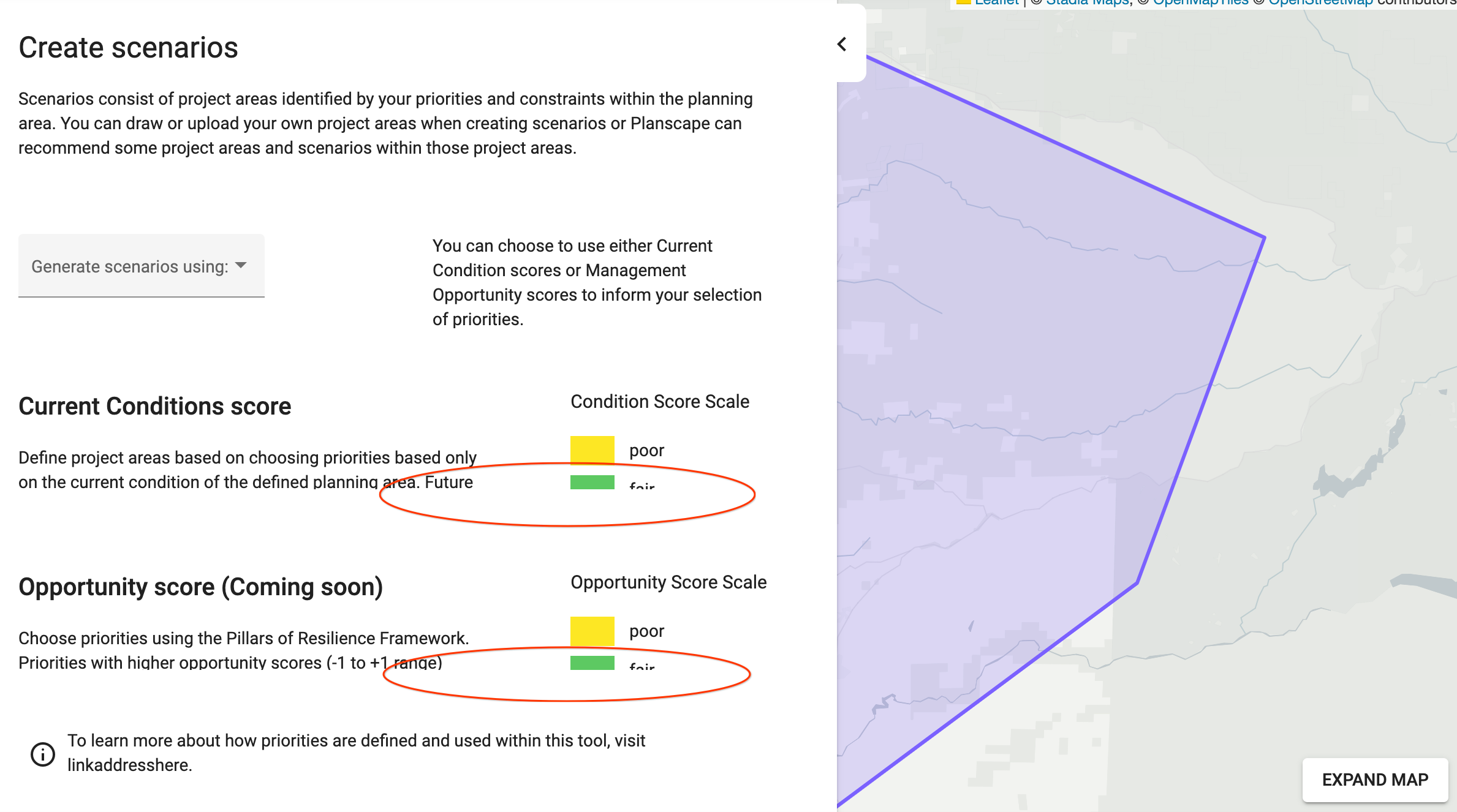 Content is cutoff in "Create scenarios" screen · Issue #339 · OurPlanscape/Planscape · GitHub