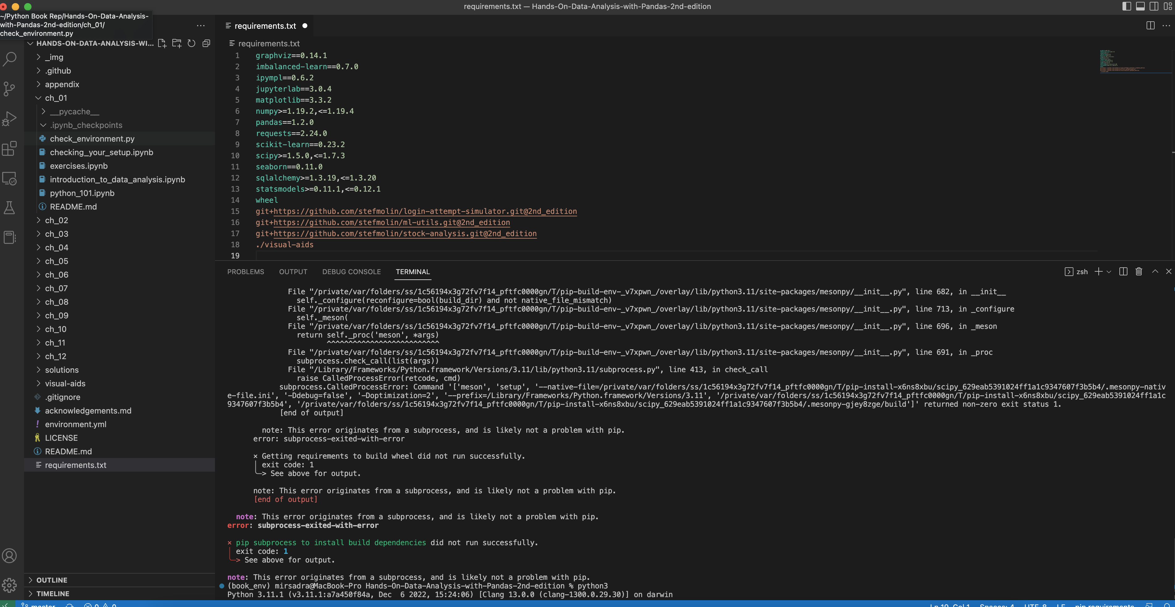 wheel installation issue · Issue #27 · stefmolin/Hands-On-Data-Analysis ...