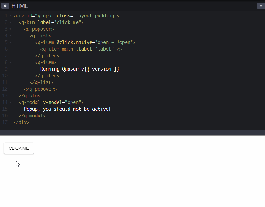 Popover is active when modal is open · Issue #3451 · quasarframework/quasar · GitHub