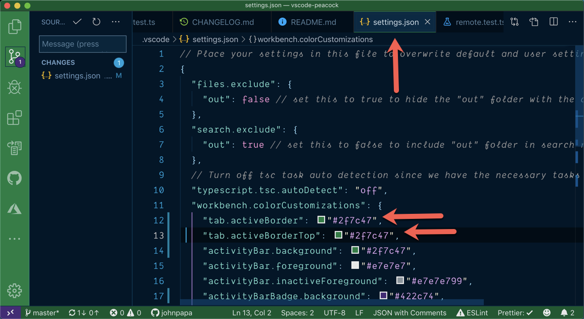 Add tab.activeBorder to color customizations · Issue #196 · johnpapa/vscode-peacock · GitHub