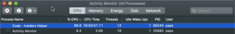 code insiders helper process is at 100% CPU · Issue #78864 · microsoft/vscode · GitHub