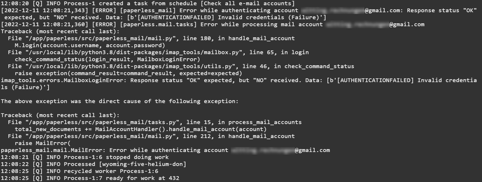 Problem with scheduled Task "Check all e-mail accounts" · paperless-ngx paperless-ngx ...