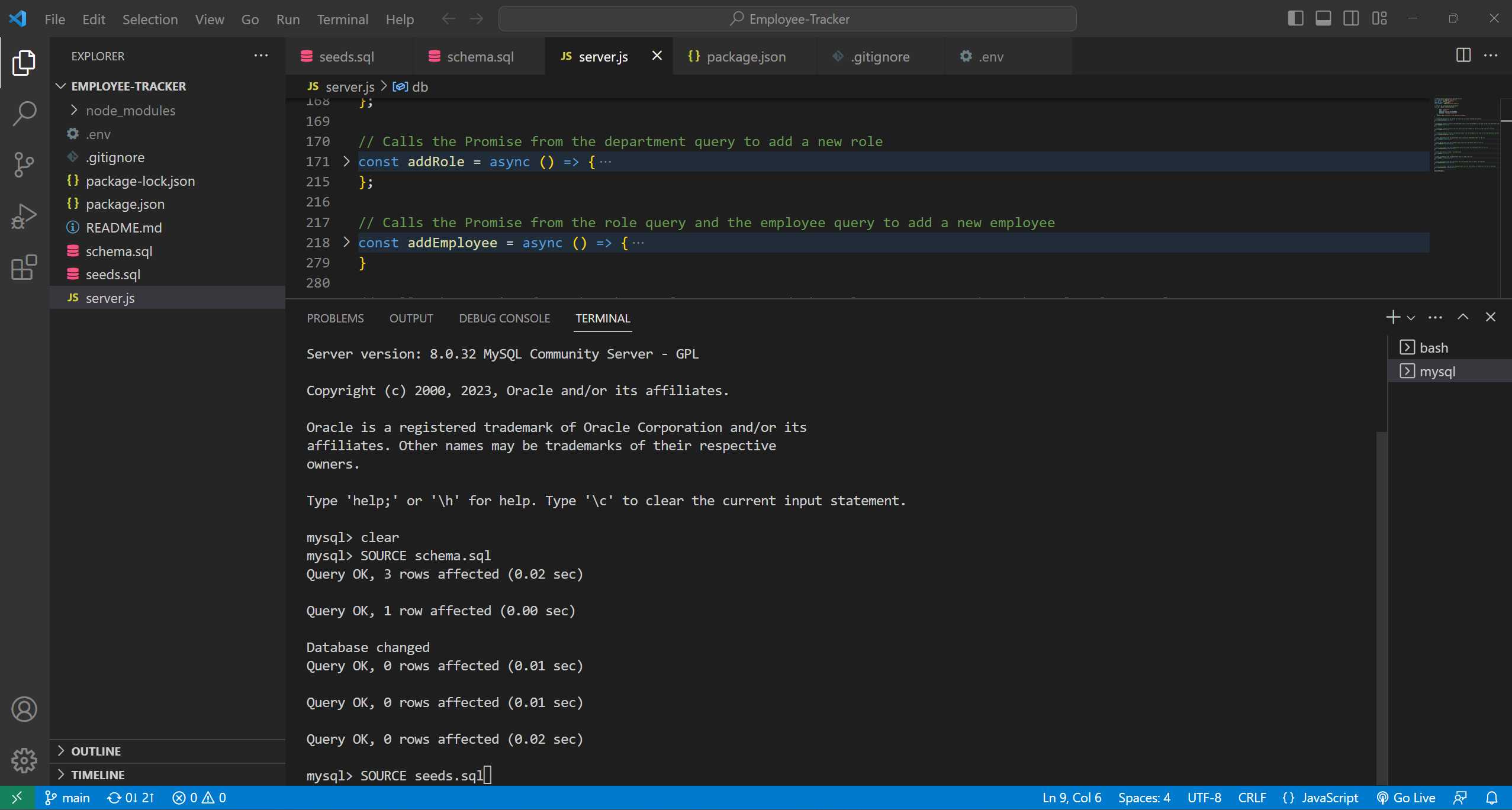 GitHub - MSchuur/Employee-Tracker