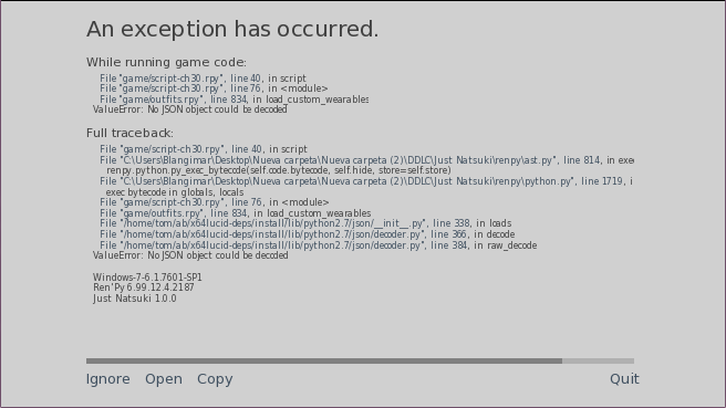 [ BUG REPORT ] - This error suddenly appeared. I didn't play with the game's commands or edit ...