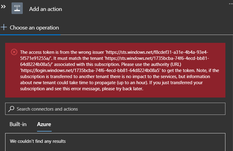 Error when trying to use Azure Connections · Issue #176 · Azure/logicapps · GitHub