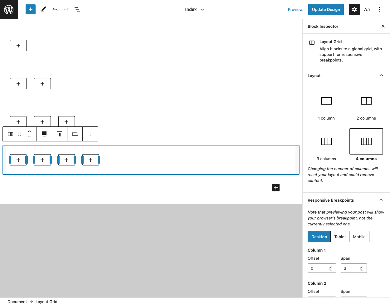 Layout Grid: Appears broken in the full-site editor · Issue #154 · Automattic/block-experiments ...