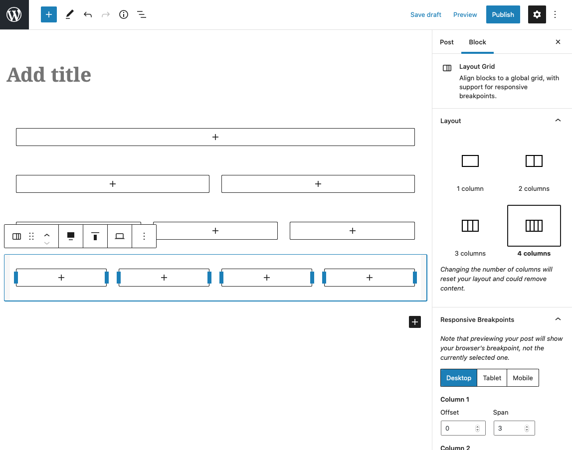 Layout Grid: Appears broken in the full-site editor · Issue #154 · Automattic/block-experiments ...