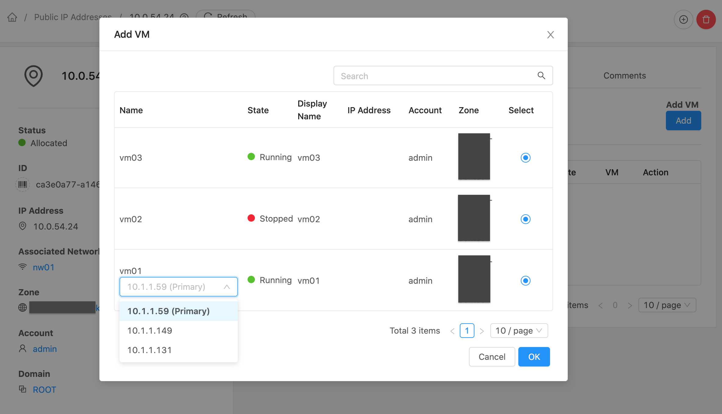 Port forwarding rule creation from UI, allows multiple VM selection and lists all selected VM ...