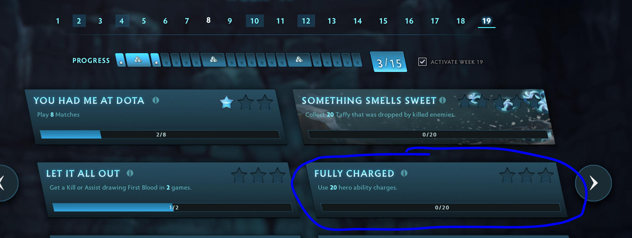 Week 19 "Fully Charged" - not increasing/working · Issue #6438 · ValveSoftware/Dota2-Gameplay ...
